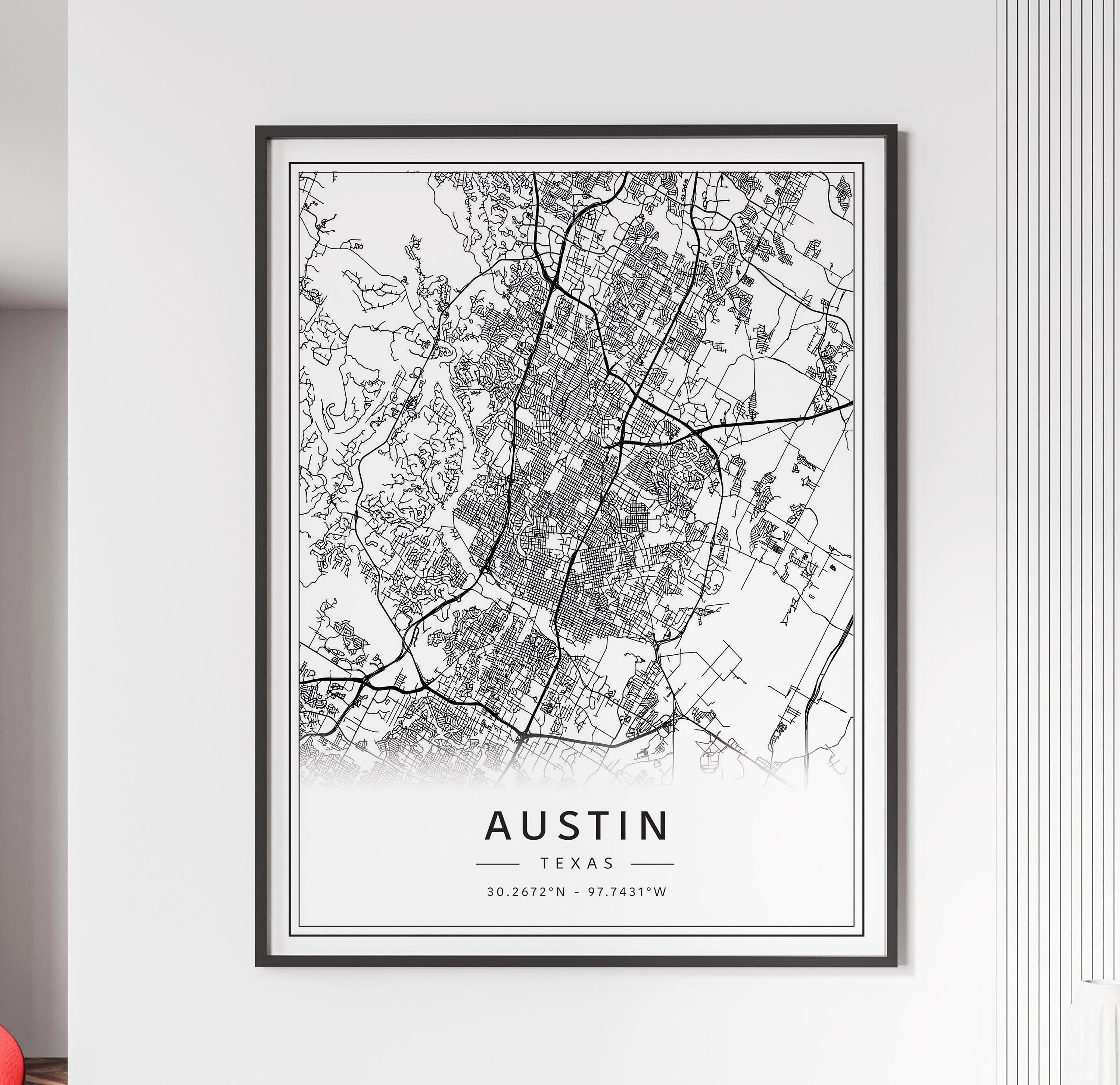 Austin Texas Street Map Print | Acrylic Glass Austin City Map Print ...