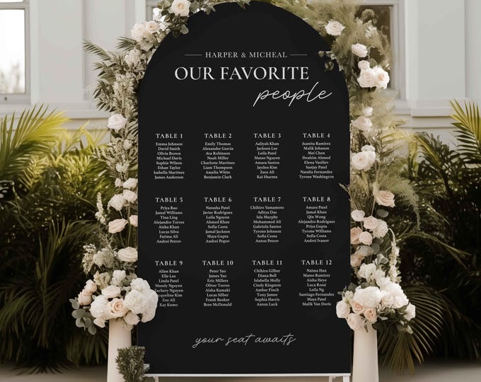 Duo Seating Chart, Welcome Sign and Seating Chart, Arched Wedding Sign ...