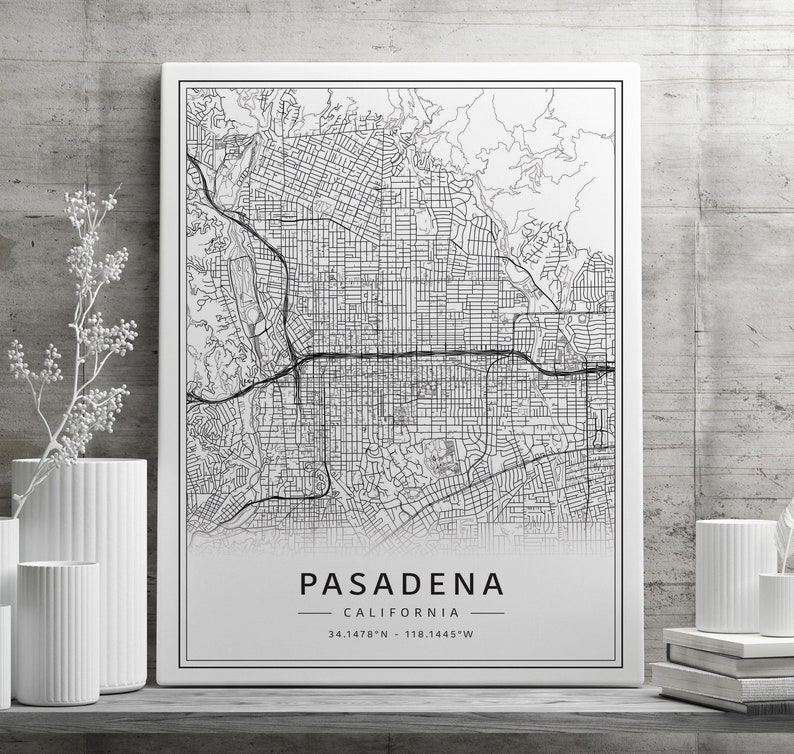 Pasadena California Street Map Print | Acrylic Glass Pasadena Map Print ...