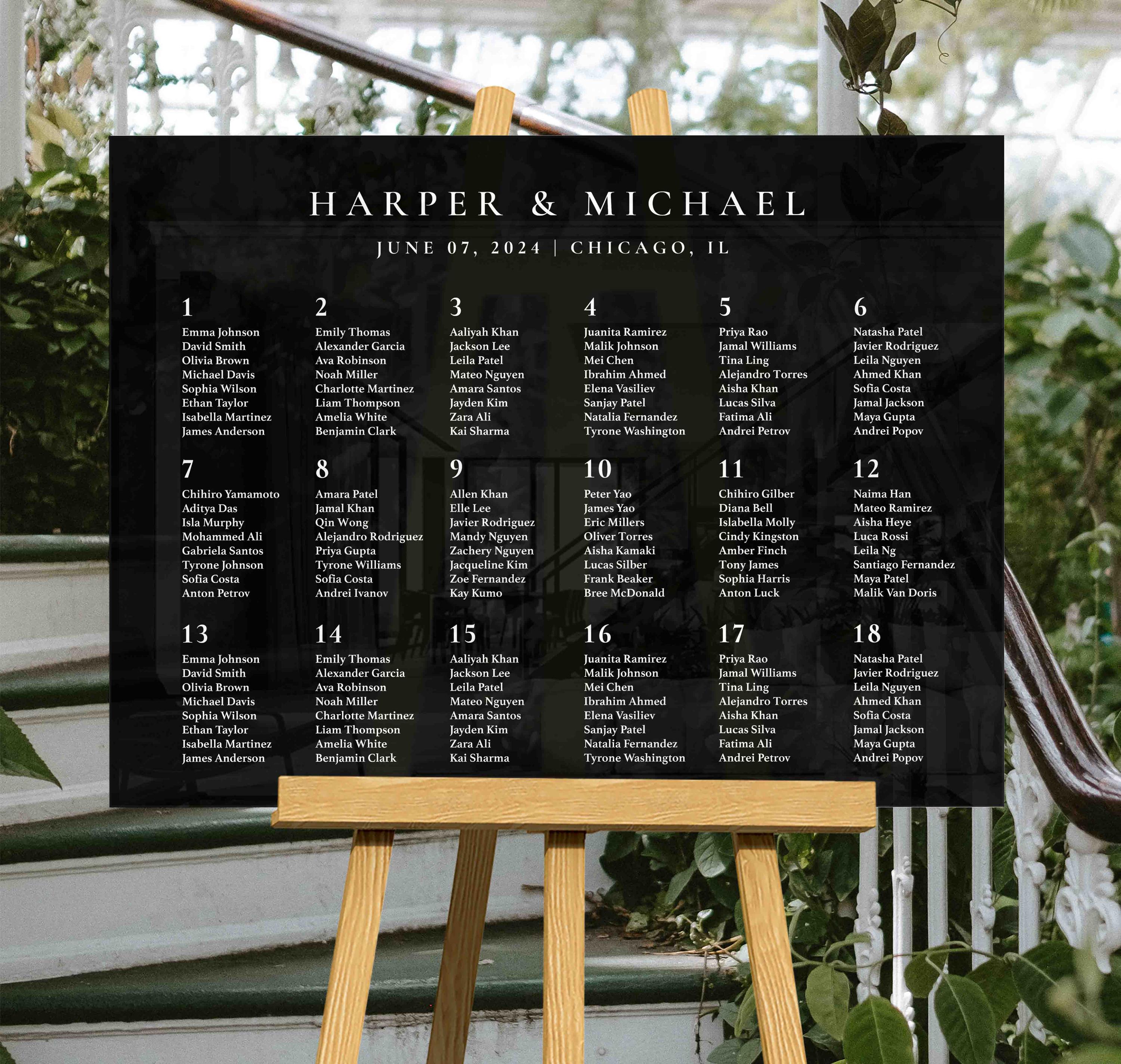 Wedding Seating Chart Acrylic Sign | Acrylic Table Seating Chart ...