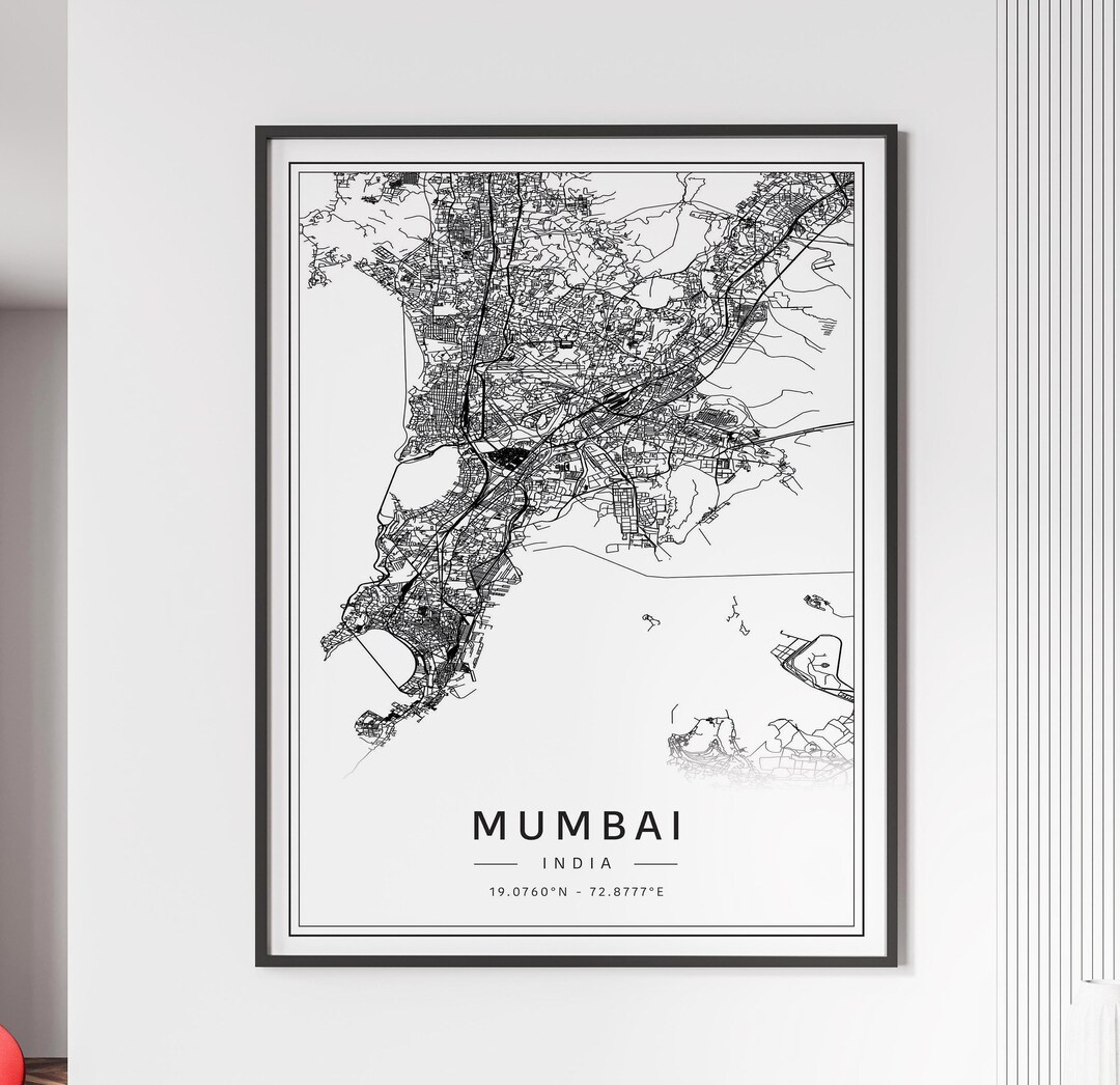 Mumbai India Street Map Print | Acrylic Glass Mumbai City Map Print ...