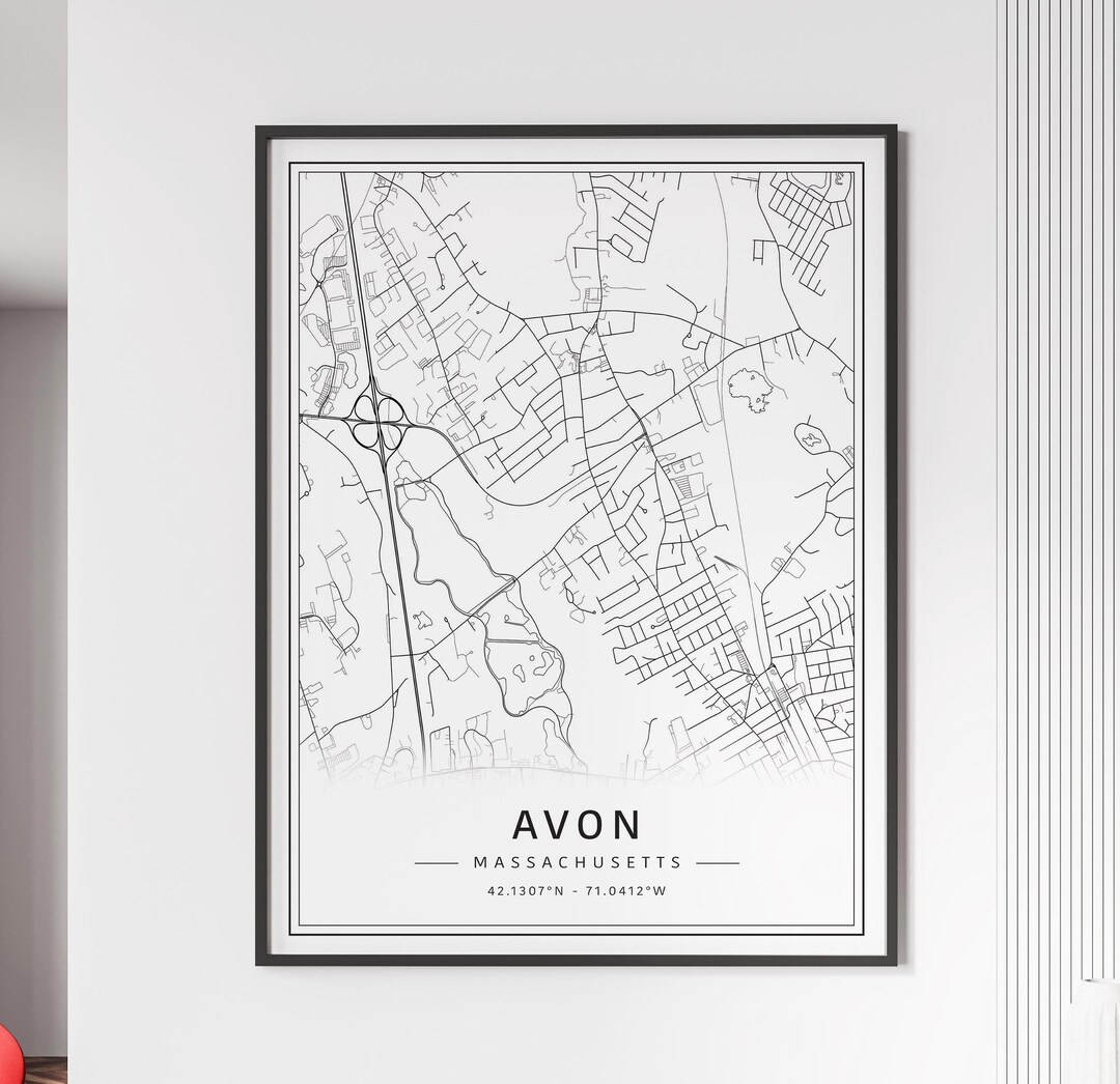 Avon Massachusetts Street Map Print | Acrylic Glass Avon Map Print ...