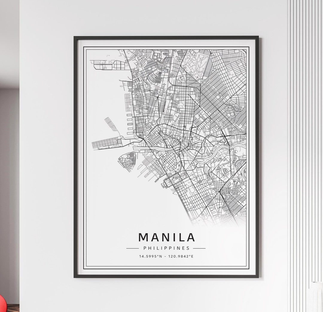 Manila Philippines Street Map Print | Acrylic Glass Manila City Map ...
