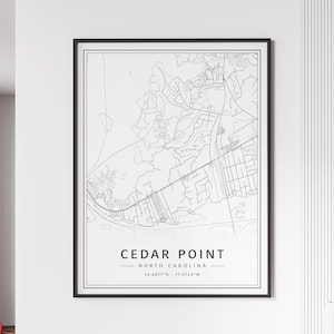 Cedar Point NC Street Map Print | Acrylic Glass Cedar Point City Map ...