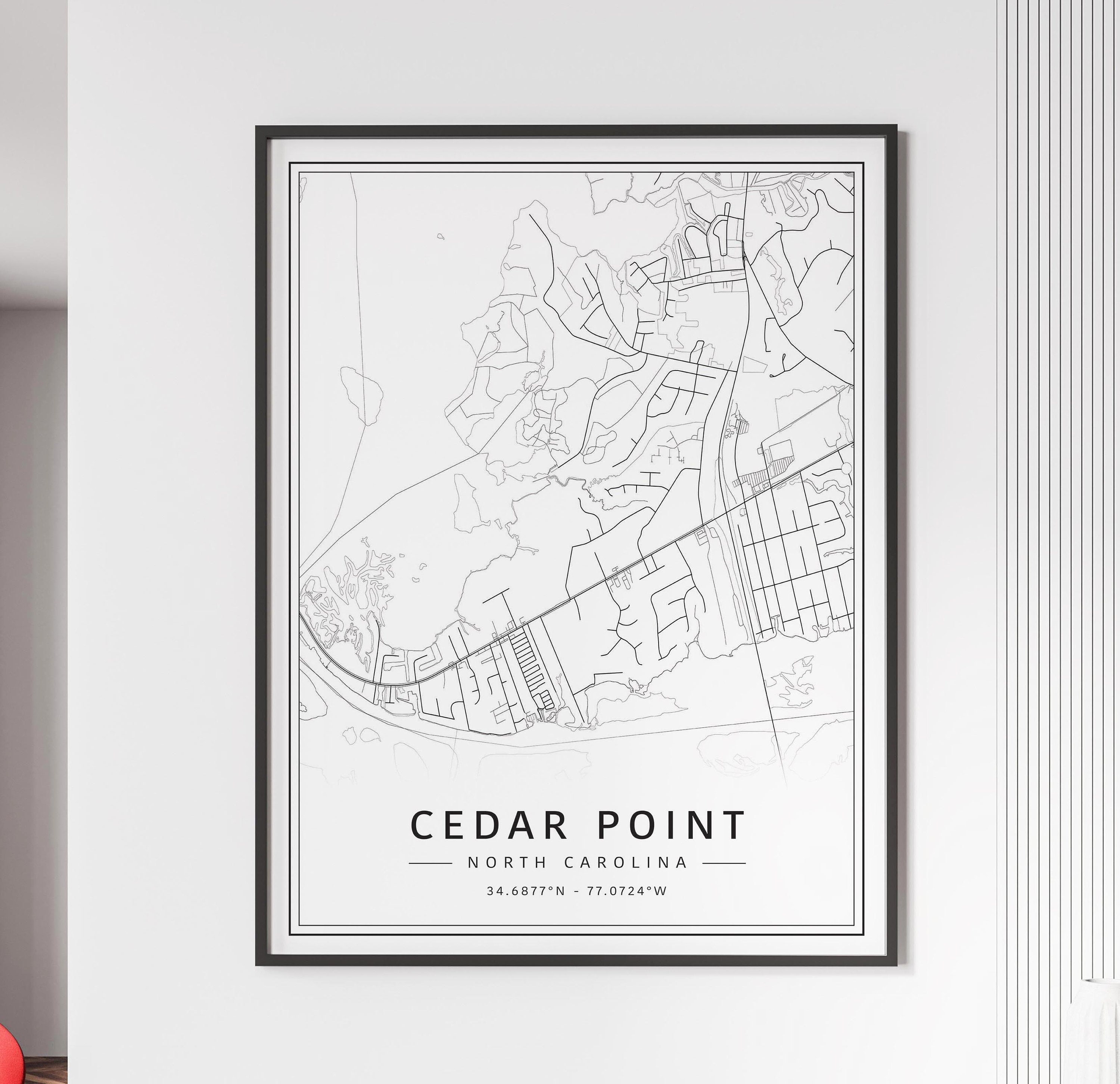 Cedar Point NC Street Map Print | Acrylic Glass Cedar Point City Map ...