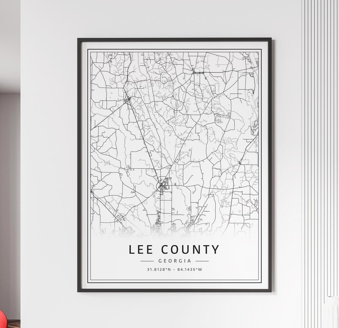 Lee County GA Street Map Print | Acrylic Lee County Map Print | Canvas ...