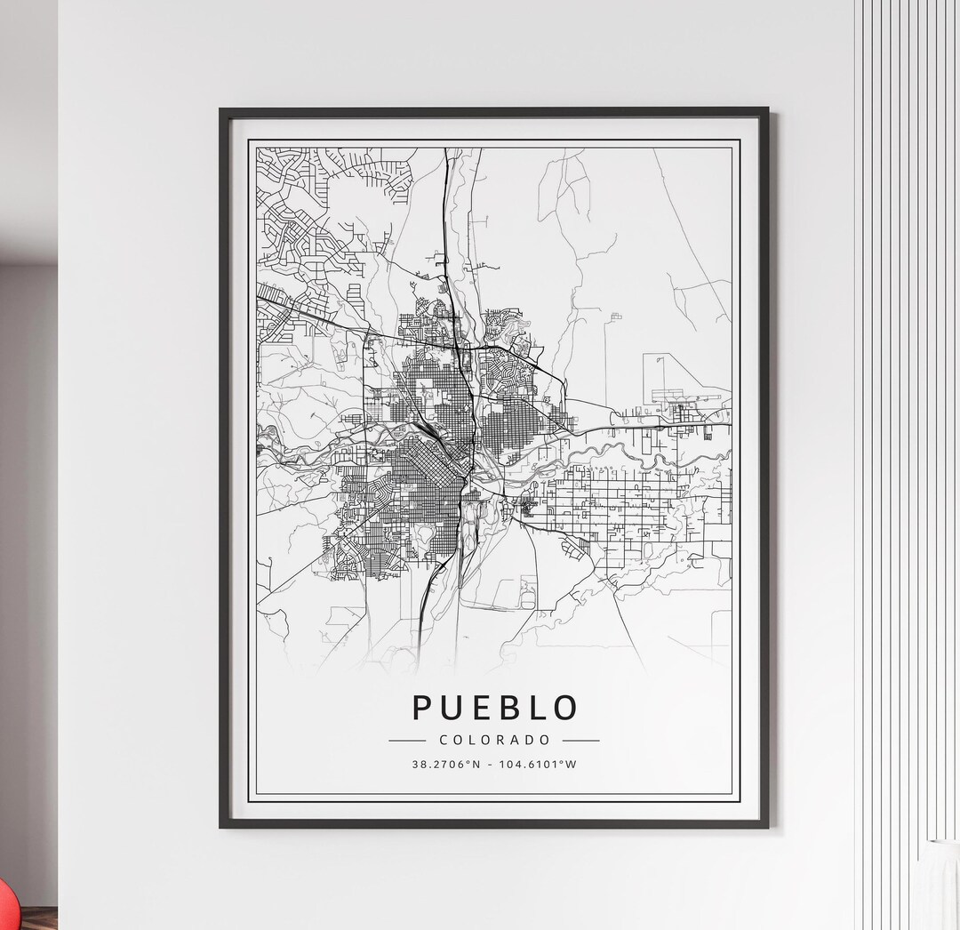 Pueblo Colorado Street Map Print | Acrylic Glass Pueblo City Map Print ...