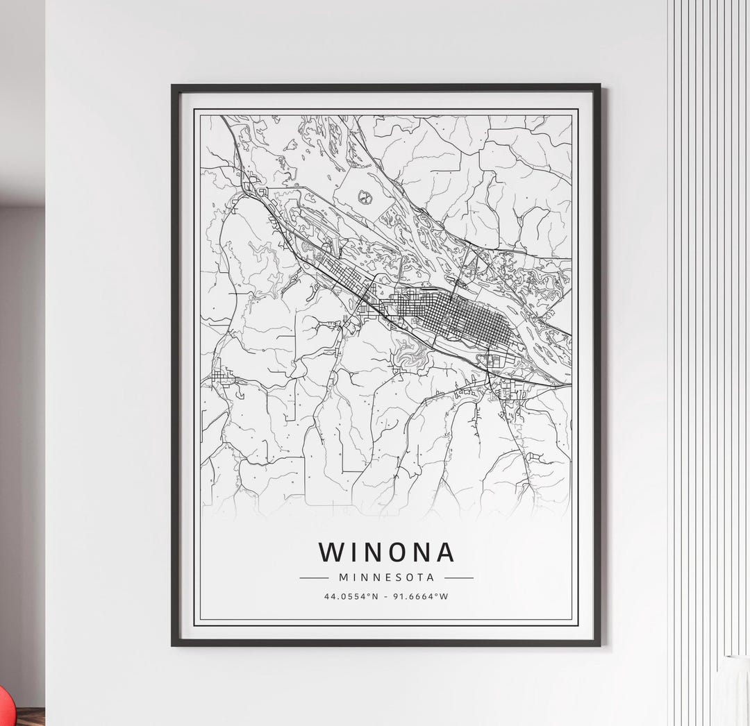 Winona MN Street Map Print | Acrylic Glass Winona City Map Print ...