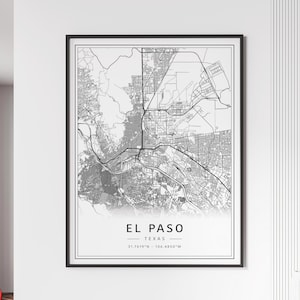 El Paso Texas Street Map Print | Acrylic Glass El Paso City Map Print ...