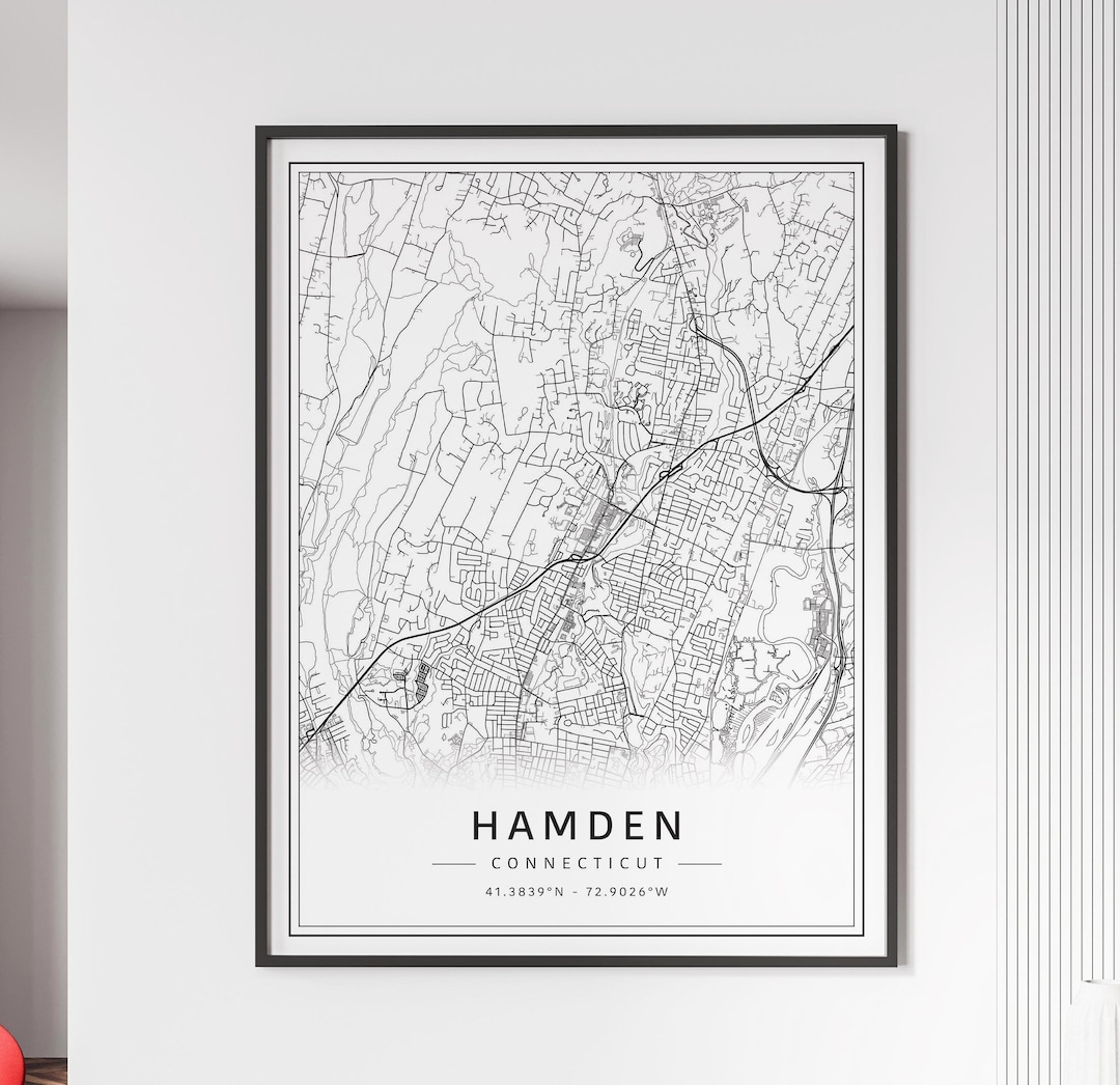 Hamden Connecticut Street Map Print | Acrylic Hamden Map Print | Canvas ...