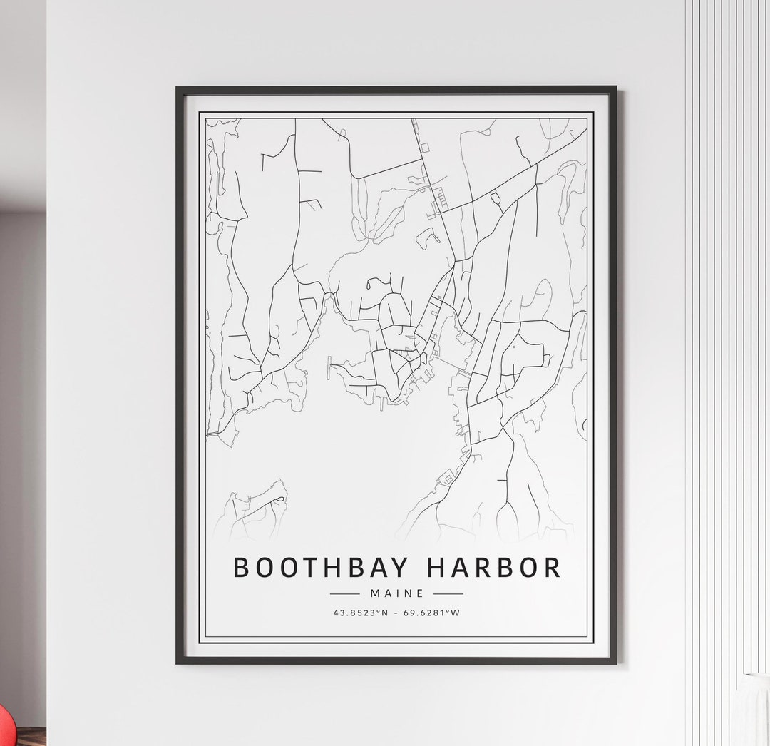 Boothbay Harbor ME Street Map Print | Acrylic Glass Boothbay Harbor Map ...