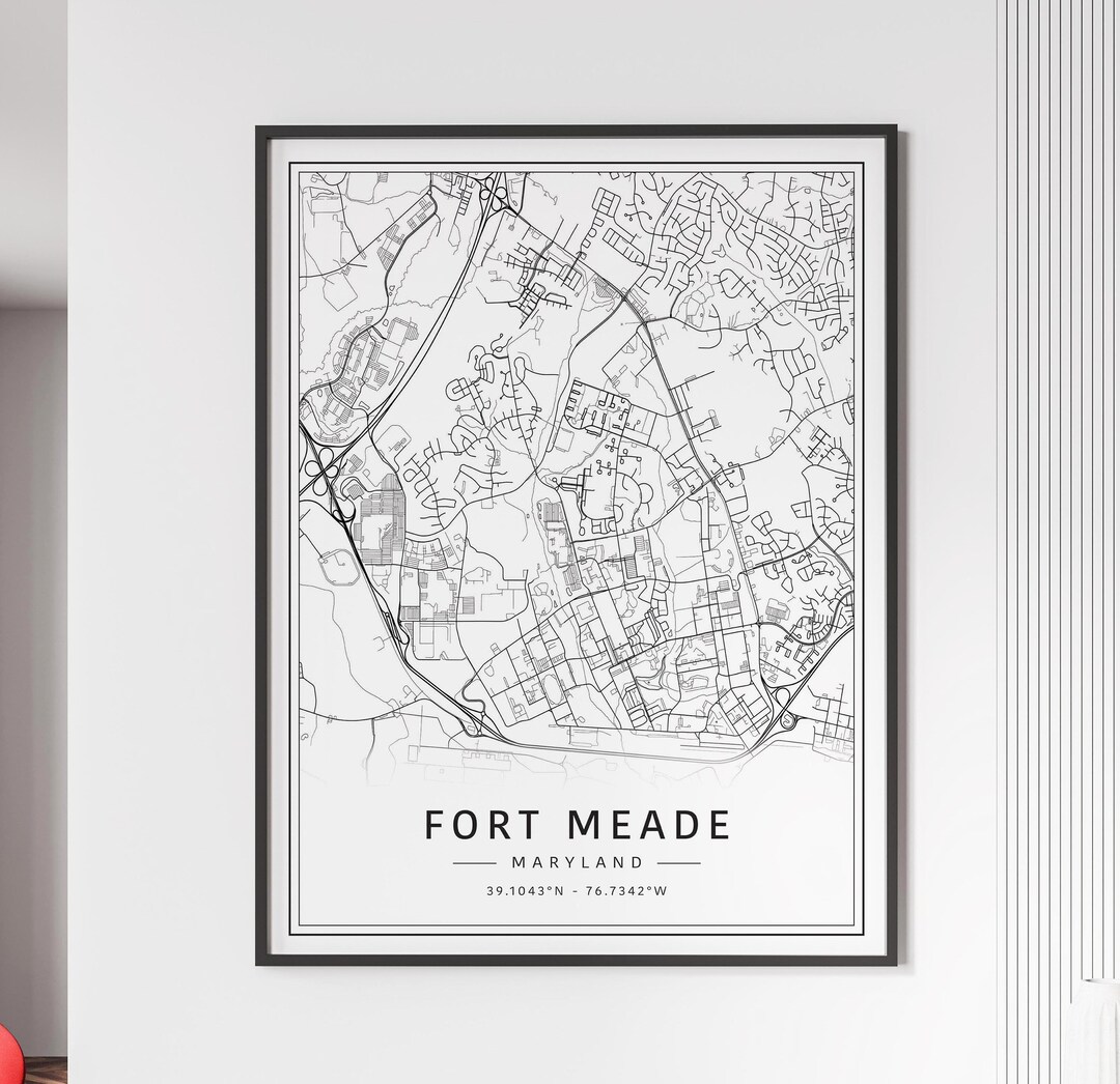 Fort Meade MD Street Map Print | Acrylic Glass Fort Meade City Map ...