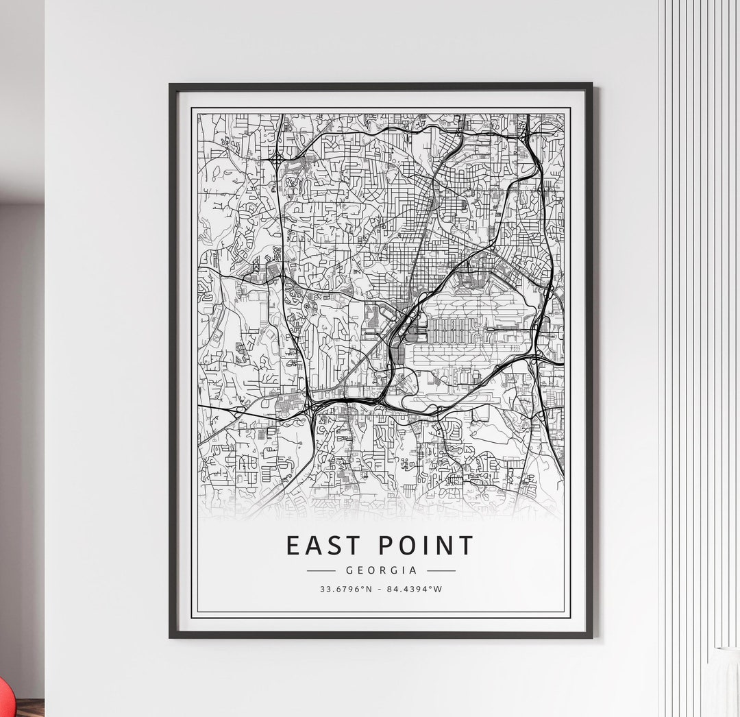 East Point GA Street Map Print | Acrylic East Point City Map Print ...
