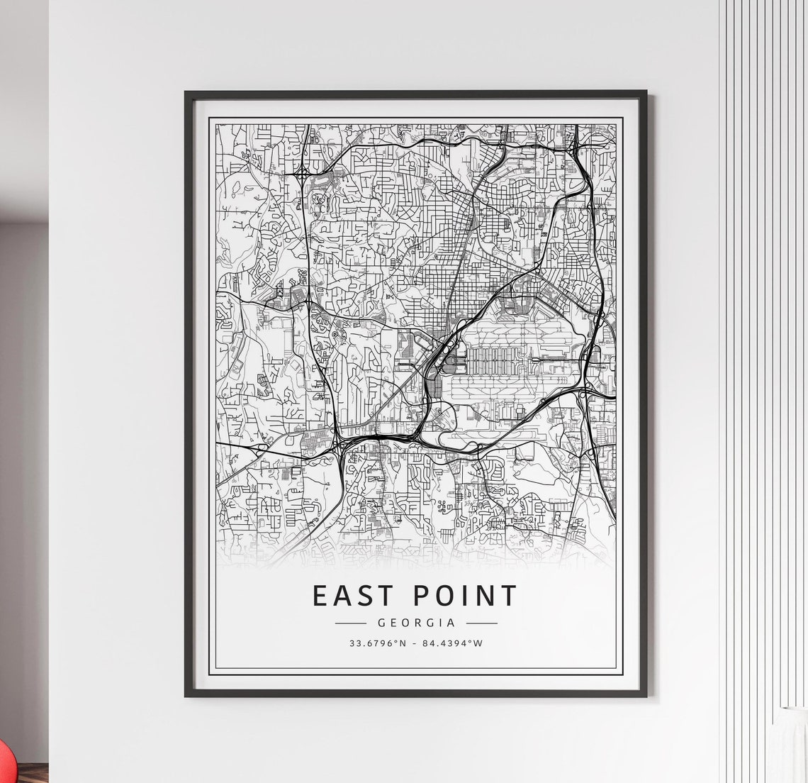 East Point GA Street Map Print Acrylic East Point City Map Print Canvas ...