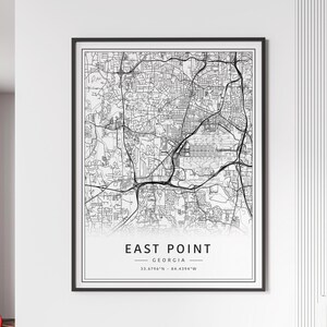 East Point GA Street Map Print | Acrylic East Point City Map Print ...