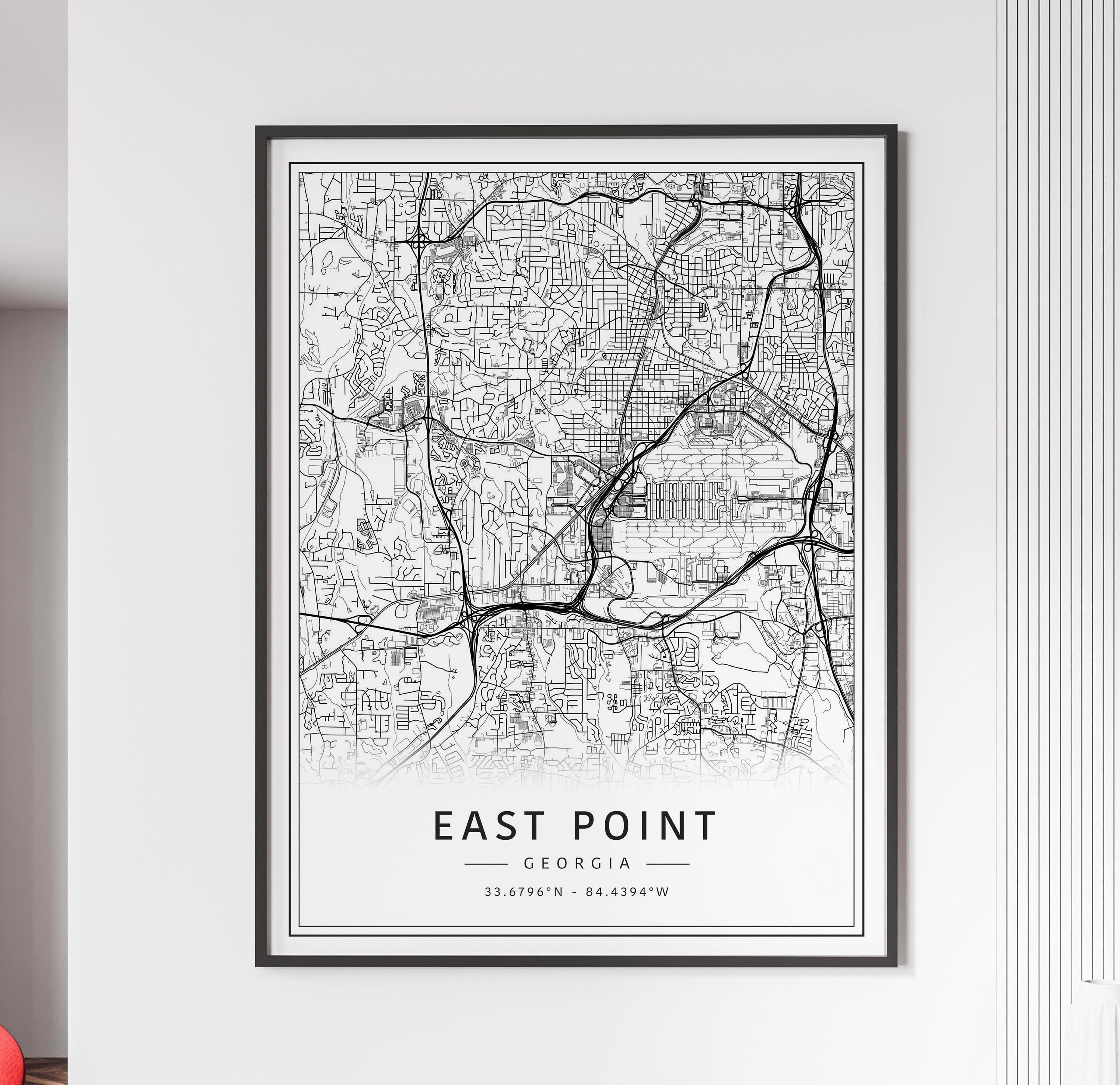 East Point GA Street Map Print | Acrylic East Point City Map Print ...