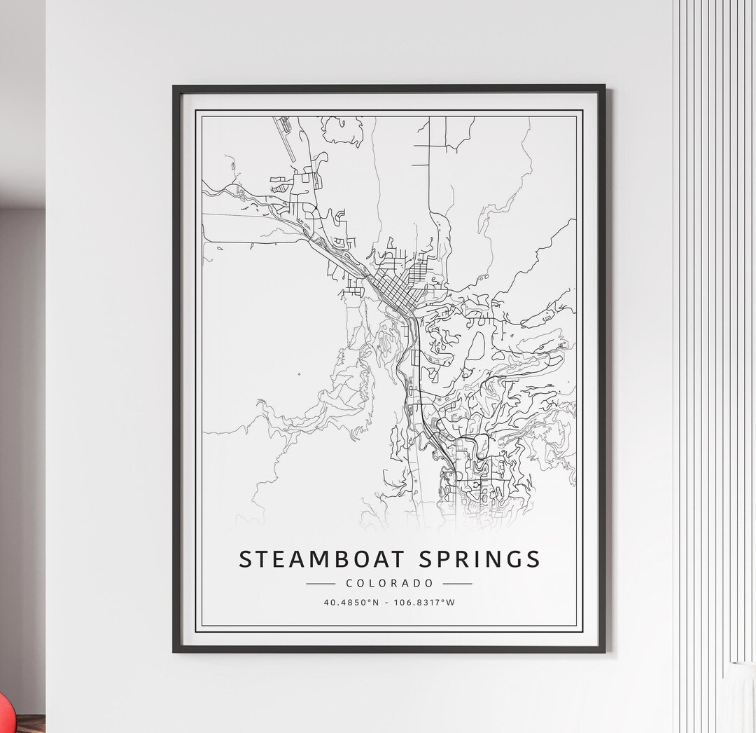 Steamboat Springs CO Street Map Print | Acrylic Glass Steamboat Springs ...