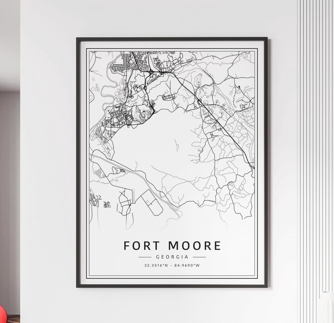 Fort Moore GA Street Map Print | Acrylic Glass Fort Moore Map Print ...
