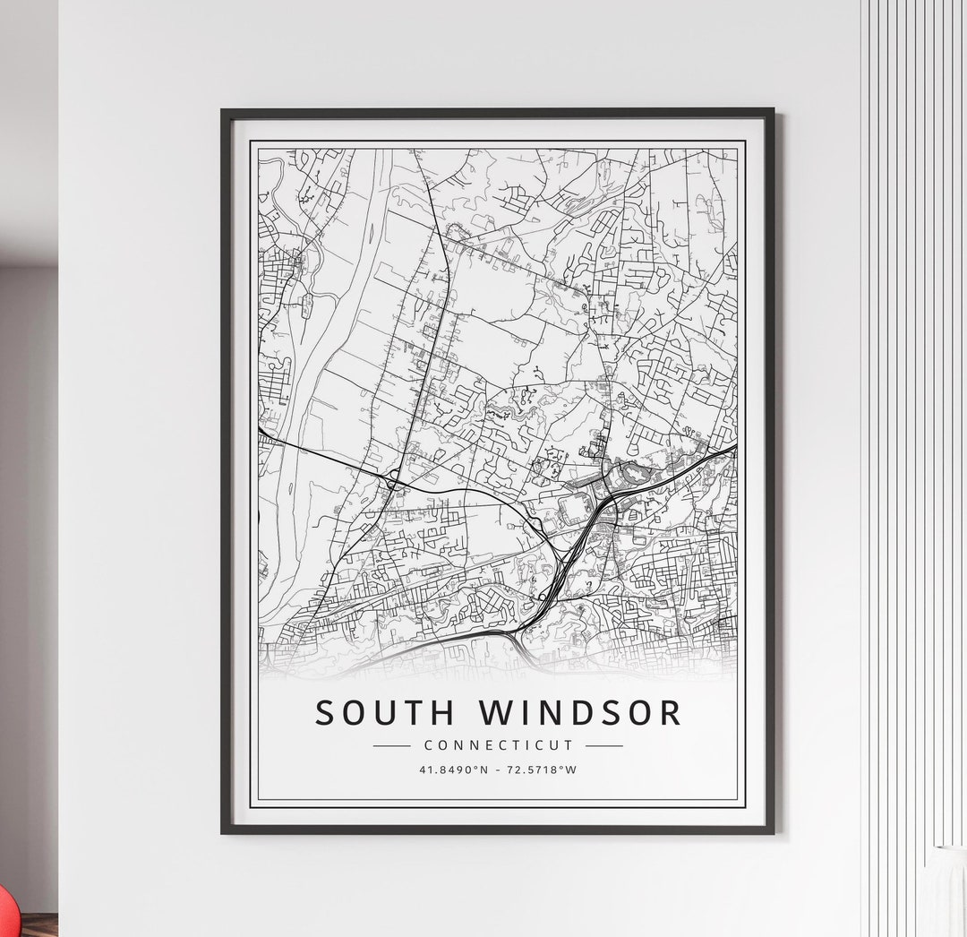 South Windsor CT Street Map Print | Acrylic South Windsor Map Print ...