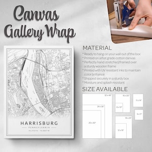 Harrisburg PA Street Map Print | Acrylic Harrisburg City Map Print ...