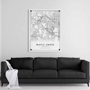Maple Grove MN Street Map Print | Acrylic Glass Maple Grove City Map ...