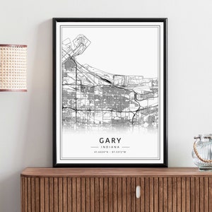 Gary Indiana Street Map Print | Acrylic Gary City Map Print | Canvas ...