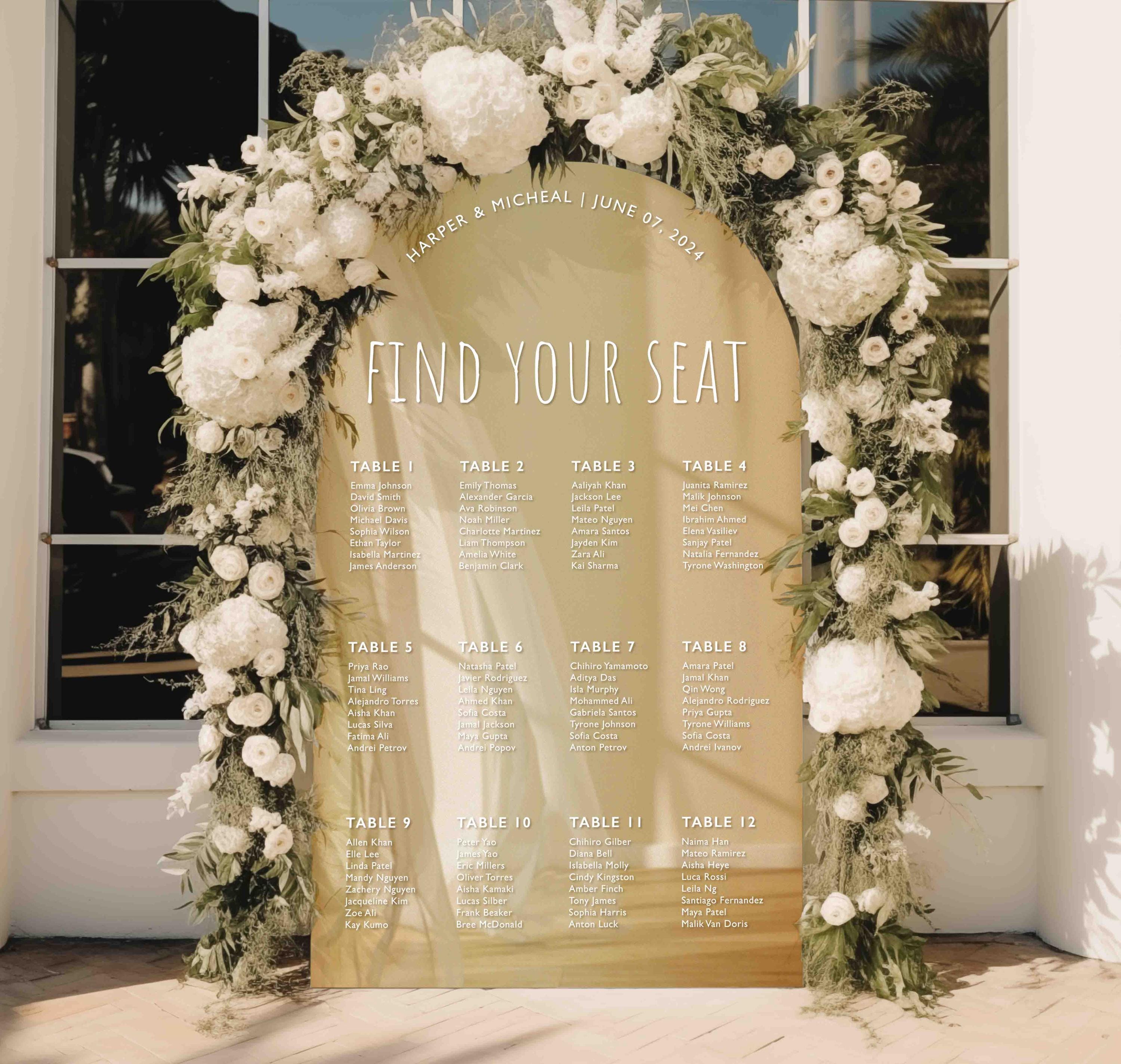 Gold Acrylic Wedding Sign | Gold Table Seating Chart | Gold Custom ...