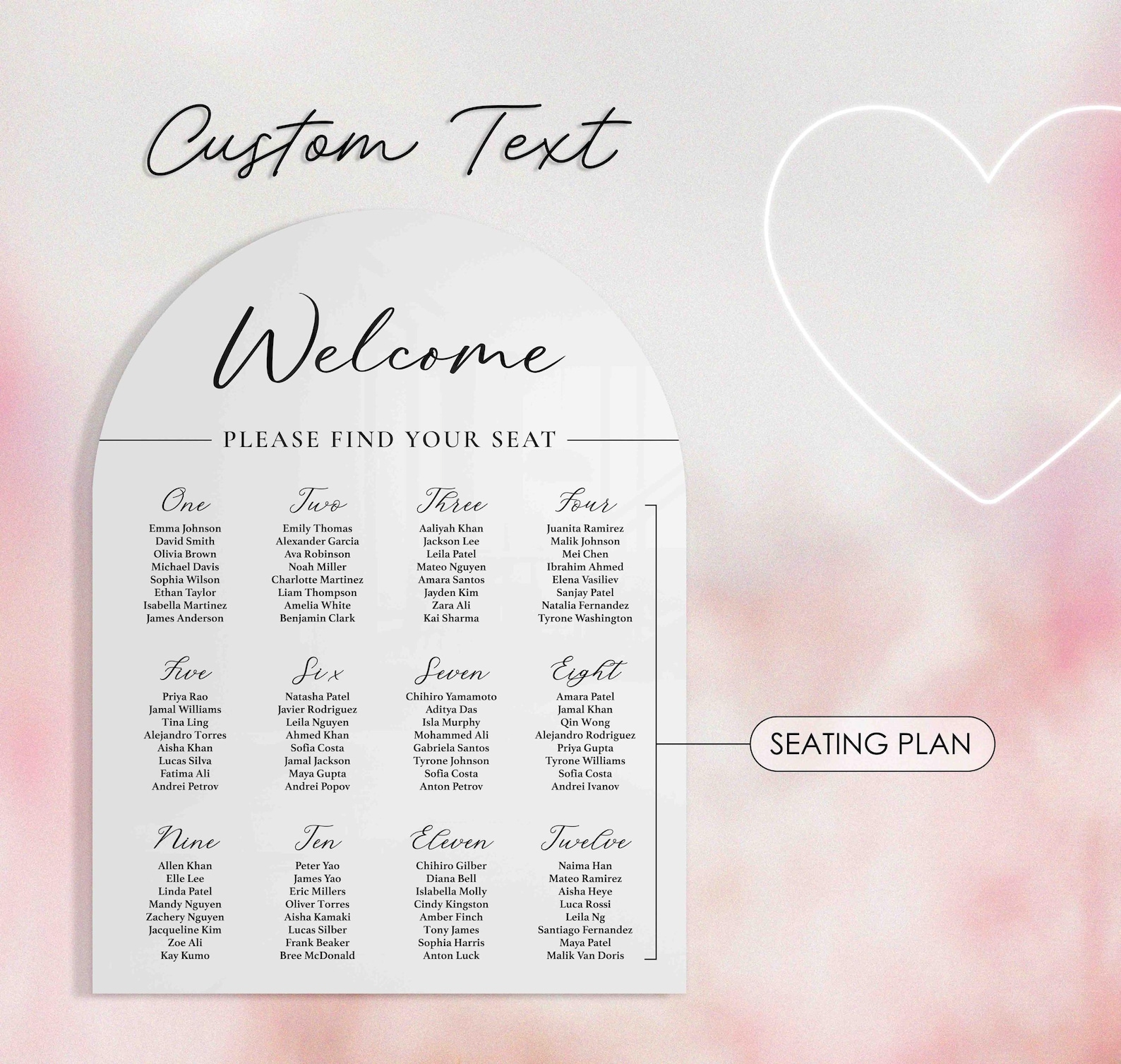 Wedding Seating Chart Acrylic Sign | Acrylic Table Seating Chart ...