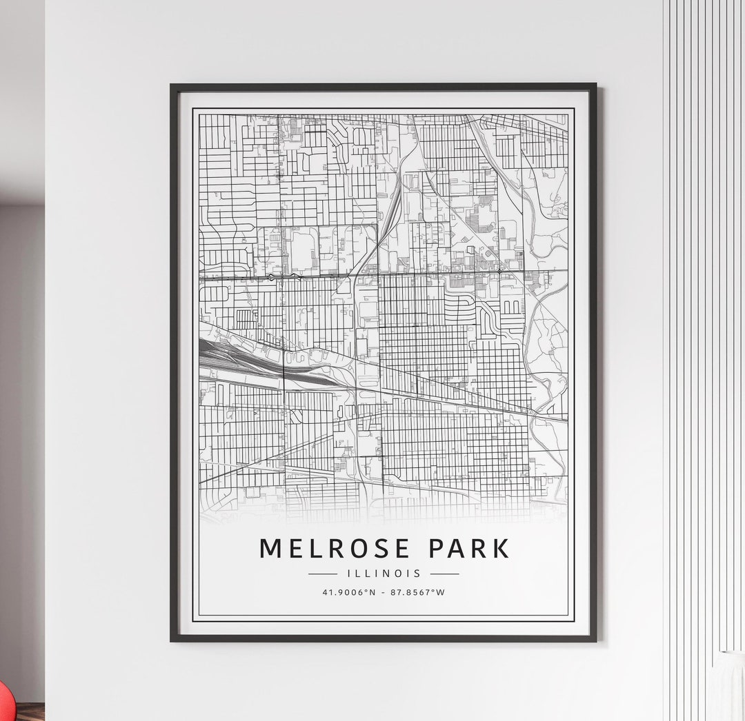 Melrose Park IL Street Map Print | Acrylic Melrose Park Map Print ...