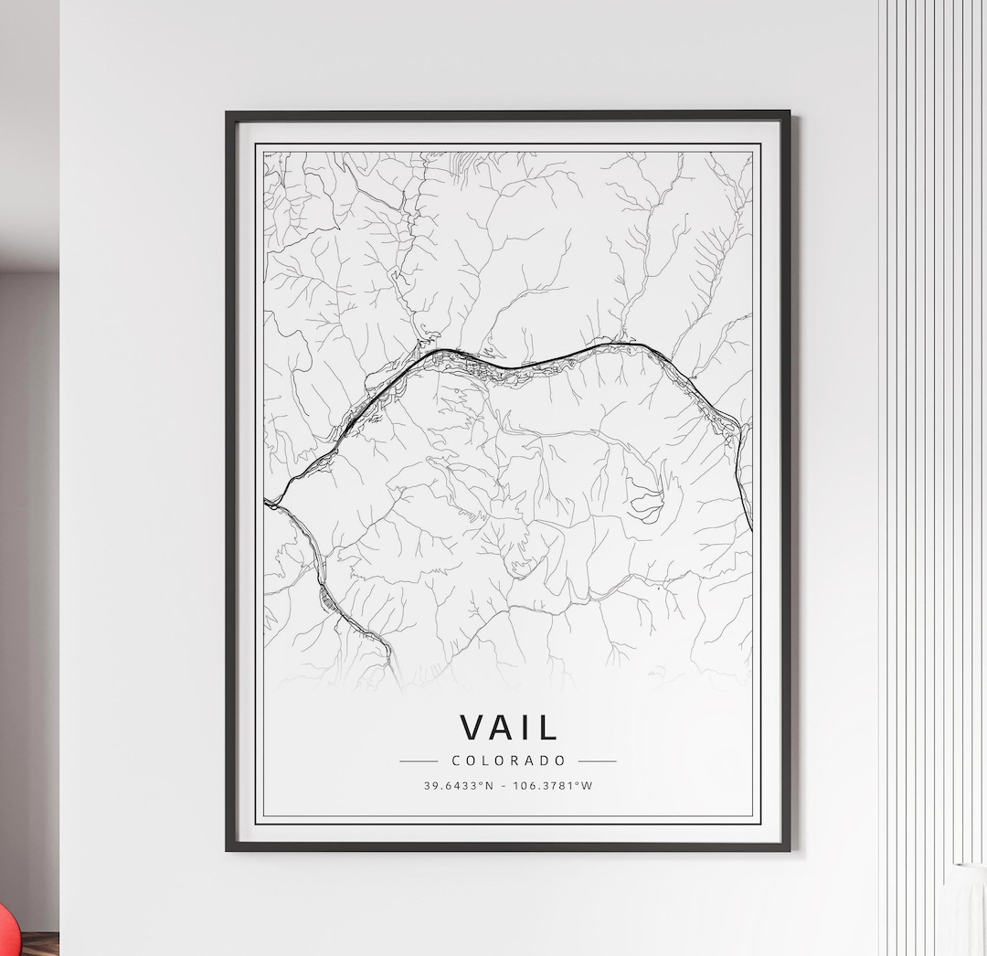 Vail Colorado Street Map Print | Acrylic Glass Vail Springs City Map ...