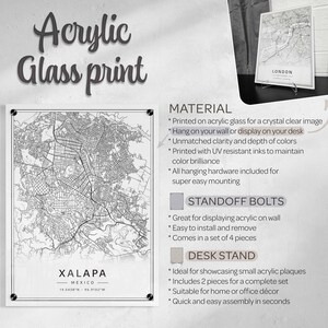 Xalapa Mexico Street Map Print | Acrylic Glass Xalapa City Map Print ...