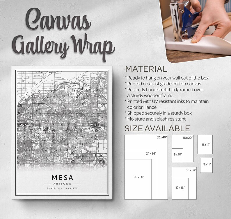 Mesa Arizona Street Map Print Acrylic Mesa City Map Print Canvas Mesa ...
