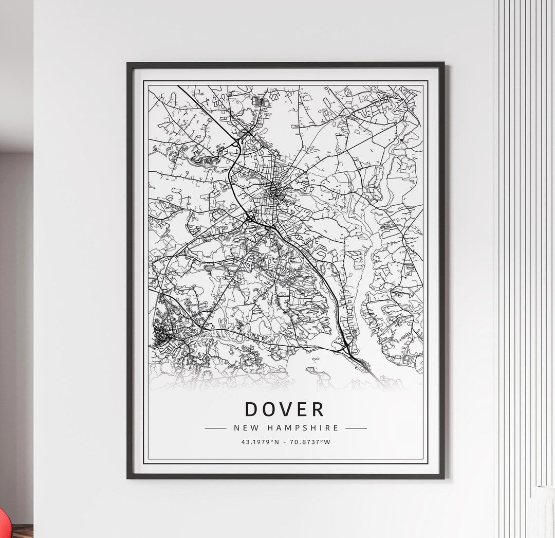 Dover NH Street Map Print | Acrylic Glass Dover Map Print | Canvas Dover Road Map Print | Poster ...
