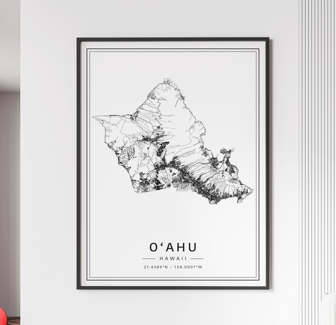 Oahu Hawaii Street Map Print | Acrylic Glass Oahu City Map Print ...