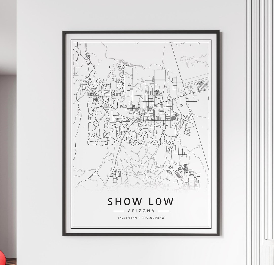 Show Low Arizona Street Map Print | Acrylic Show Low City Map Print ...