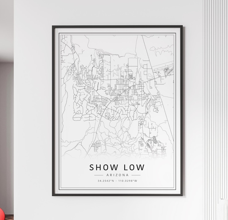 Show Low Arizona Street Map Print | Acrylic Show Low City Map Print ...