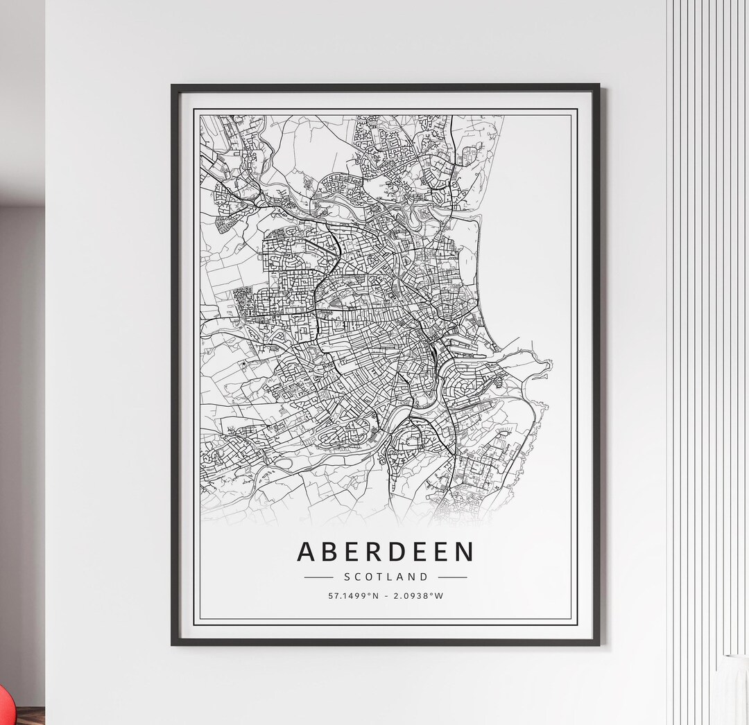 Aberdeen Scotland Street Map Print | Acrylic Glass Aberdeen City Map ...