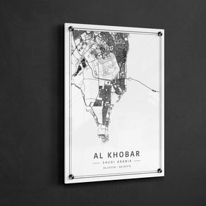 Al Khobar Street Map Print | Acrylic Glass Al Khobar City Map Print ...