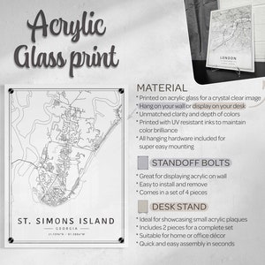 St. Simons Island GA Street Map Print | Acrylic St. Simons Island Map ...