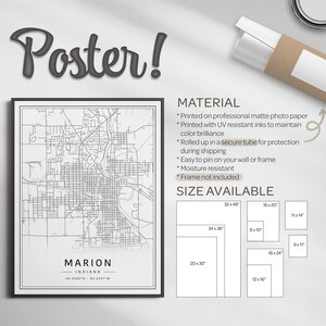 Marion IN Street Map Print | Acrylic Marion City Map Print | Canvas Marion Road Map Print ...