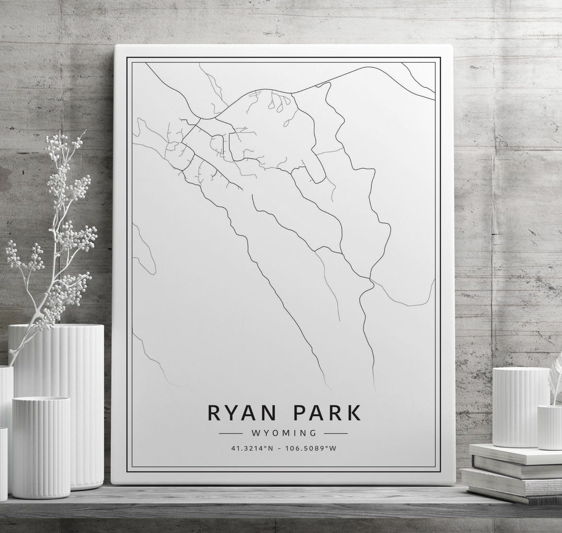 Ryan Park WY Street Map Print | Acrylic Glass Ryan Park Map Print ...