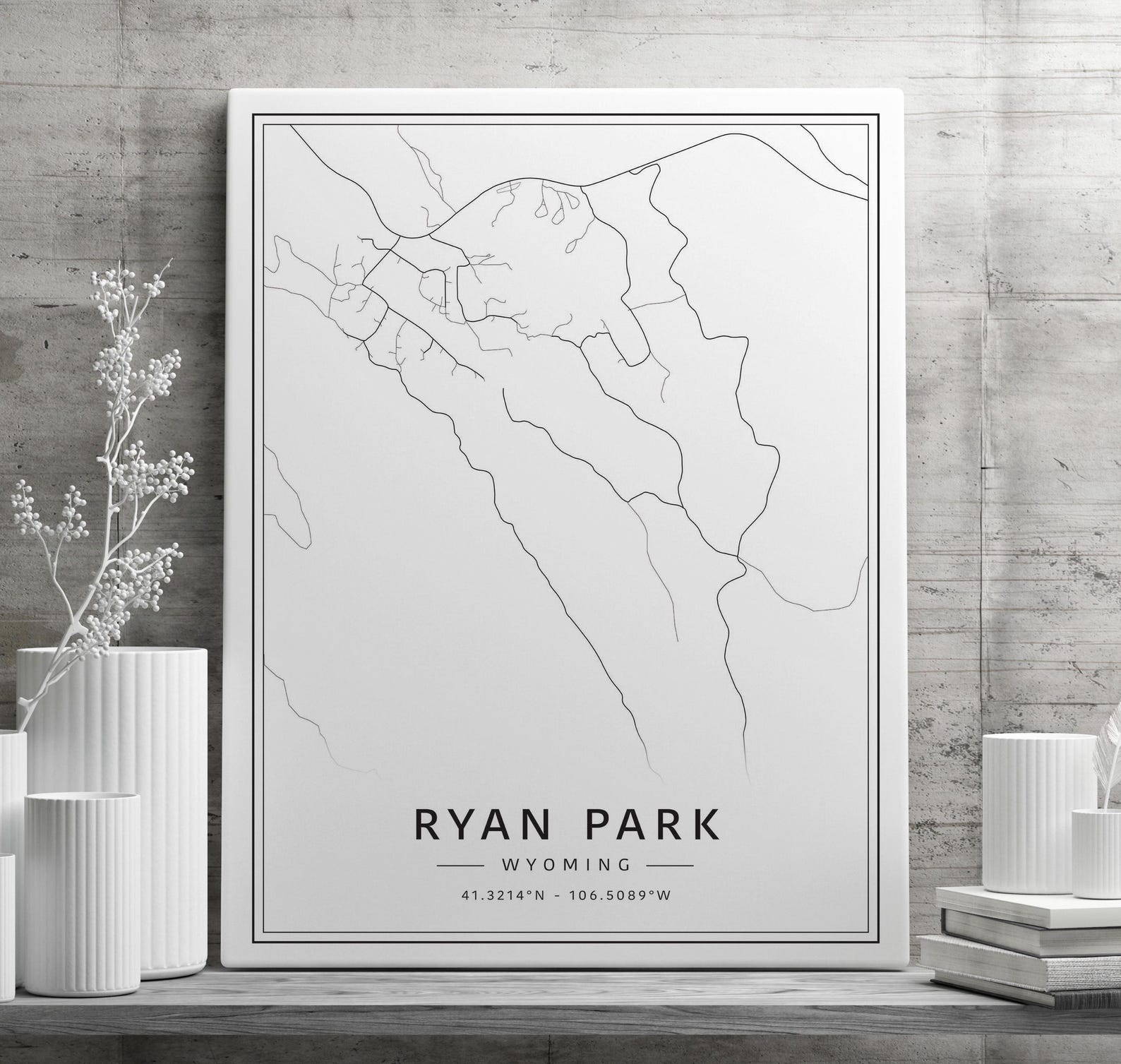 Ryan Park WY Street Map Print | Acrylic Glass Ryan Park Map Print ...