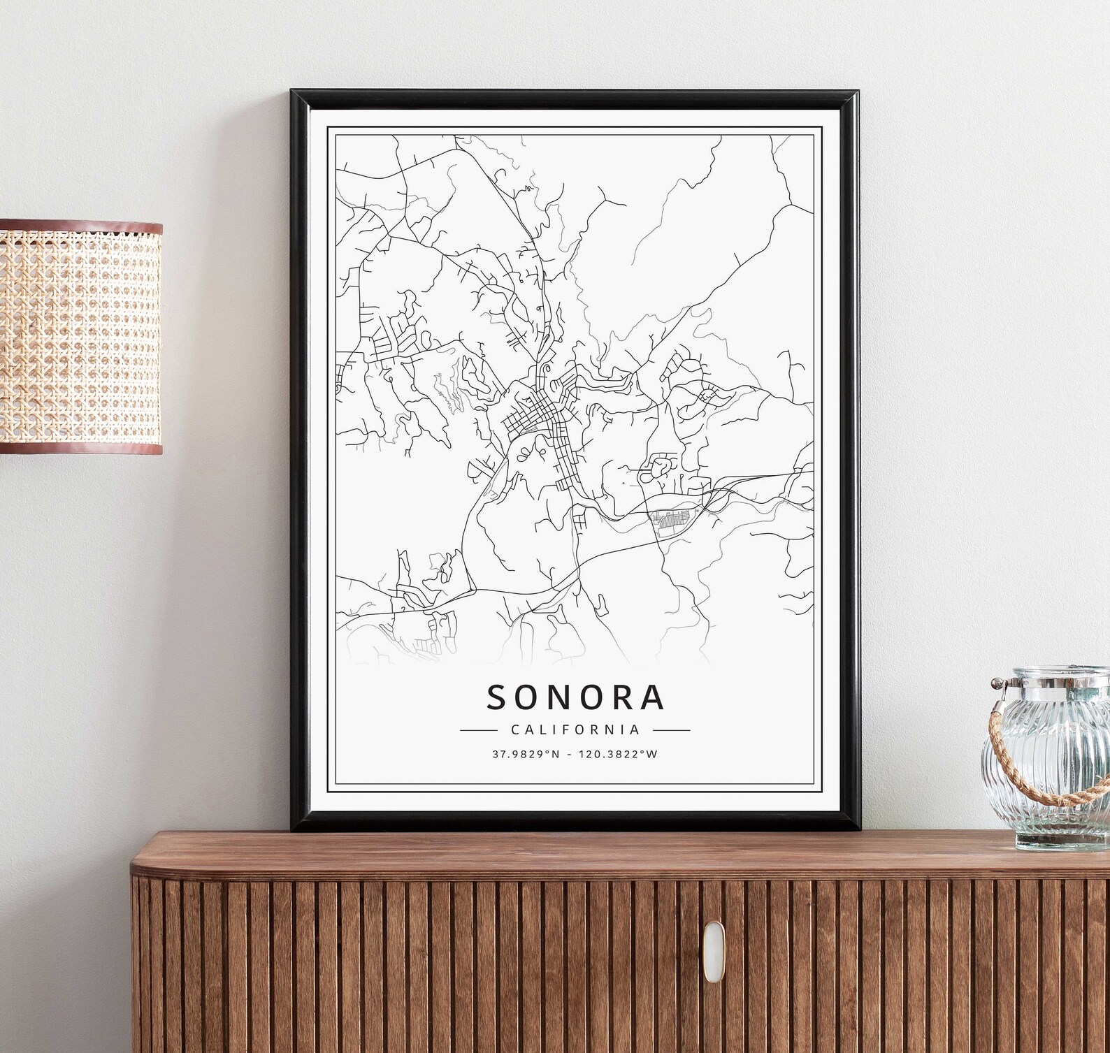 Sonora California Street Map Print Acrylic Glass Sonora City Map Print ...