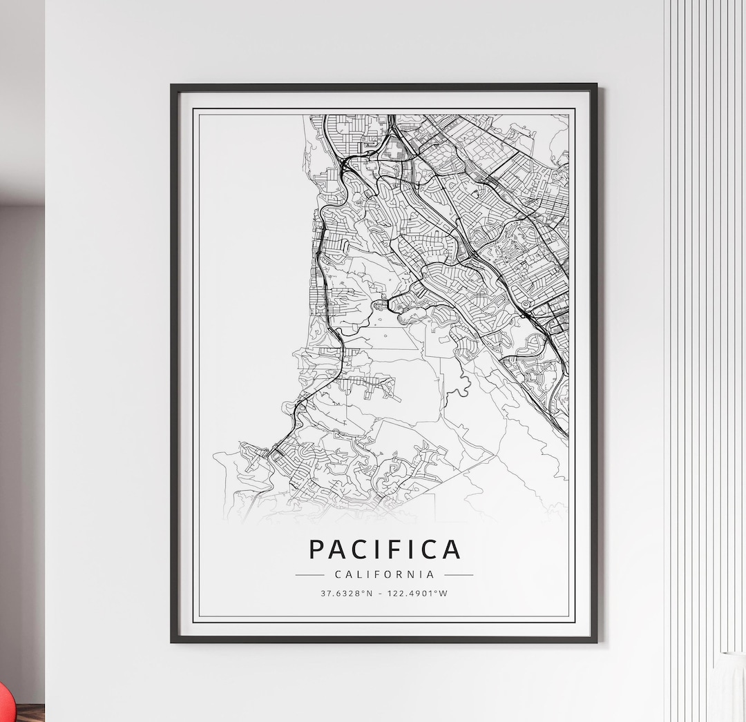 Pacifica California Street Map Print | Acrylic Glass Pacifica Map Print ...