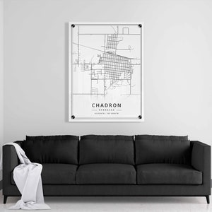 Chadron NE Street Map Print | Acrylic Glass Chadron City Map Print ...