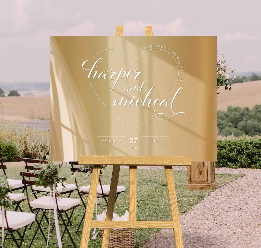 Gold Acrylic Wedding Welcome Sign | Gold Wedding Sign | Gold Custom ...