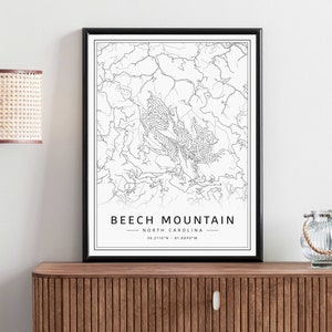 Beech Mountain NC Street Map Print | Acrylic Glass Beech Mountain City ...