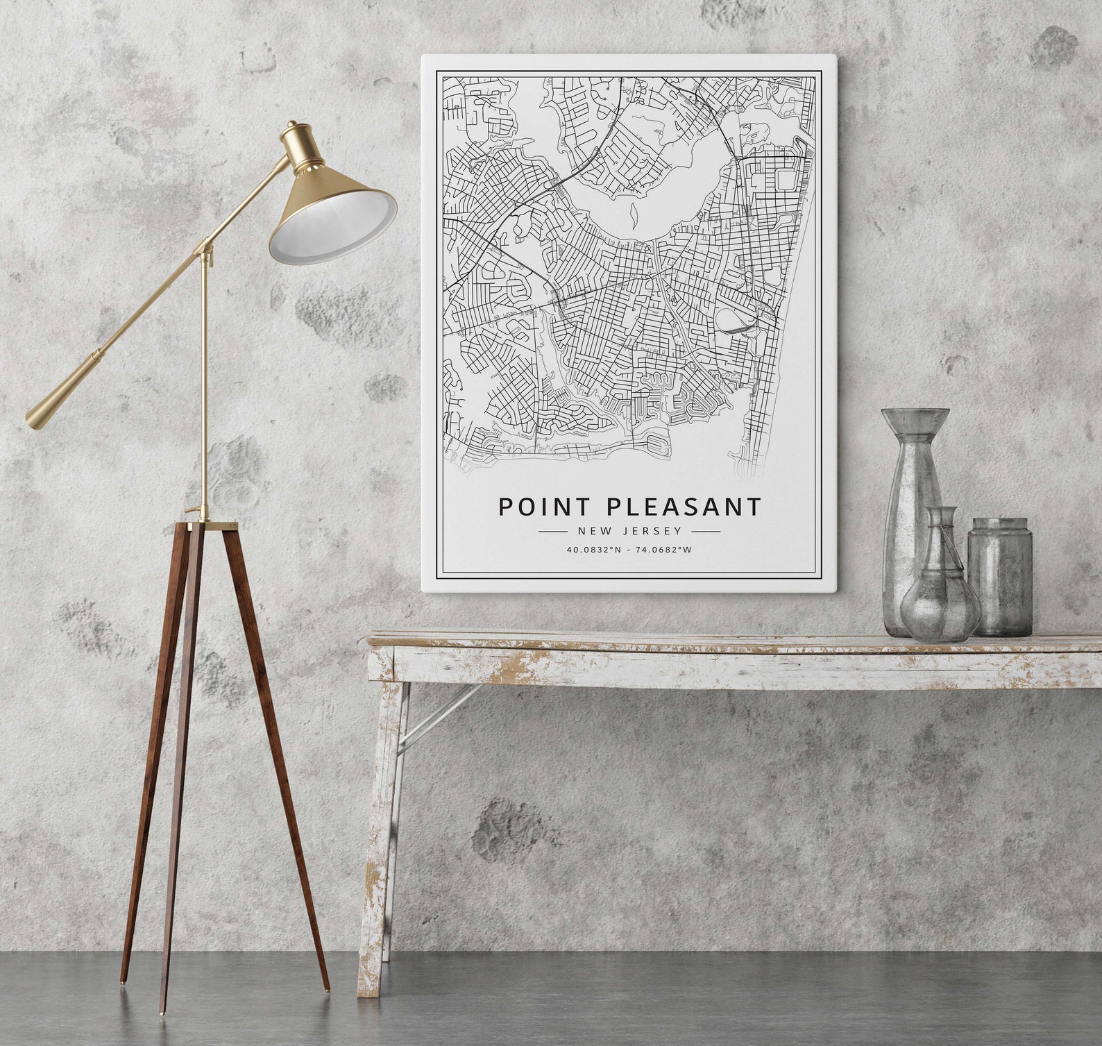 Point Pleasant NJ Street Map Print | Acrylic Glass Point Pleasant City ...