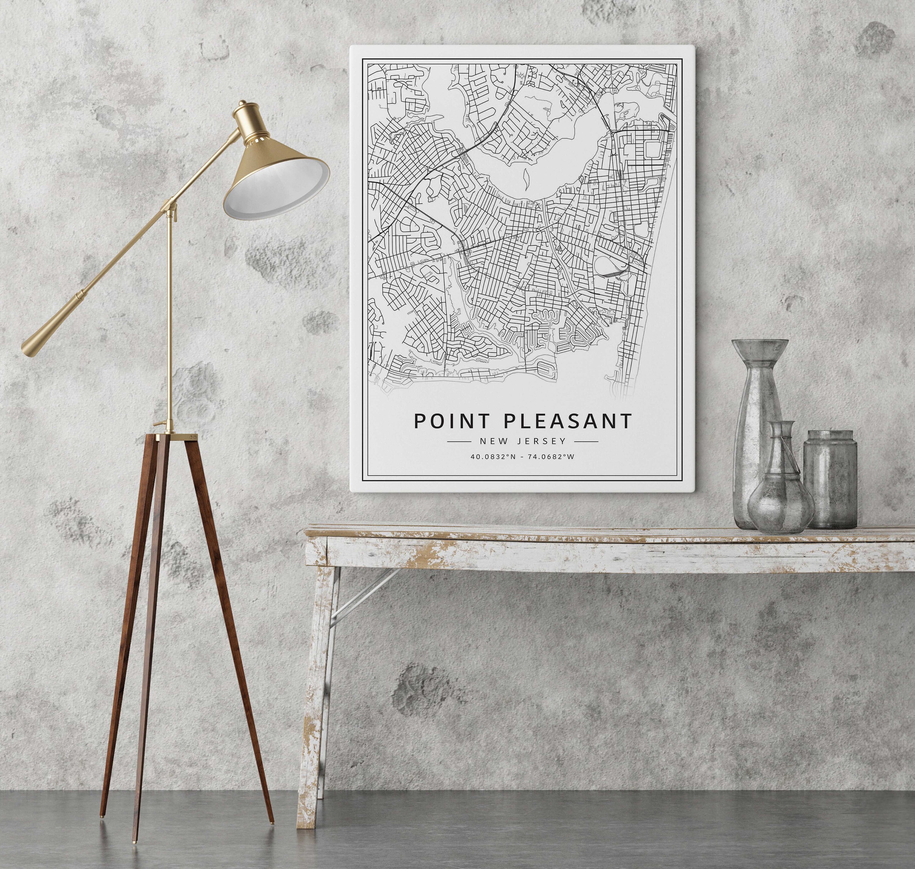 Point Pleasant NJ Street Map Print | Acrylic Glass Point Pleasant City ...
