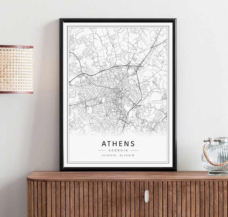 Athens Georgia Street Map Print Acrylic Athens City Map Print Canvas ...
